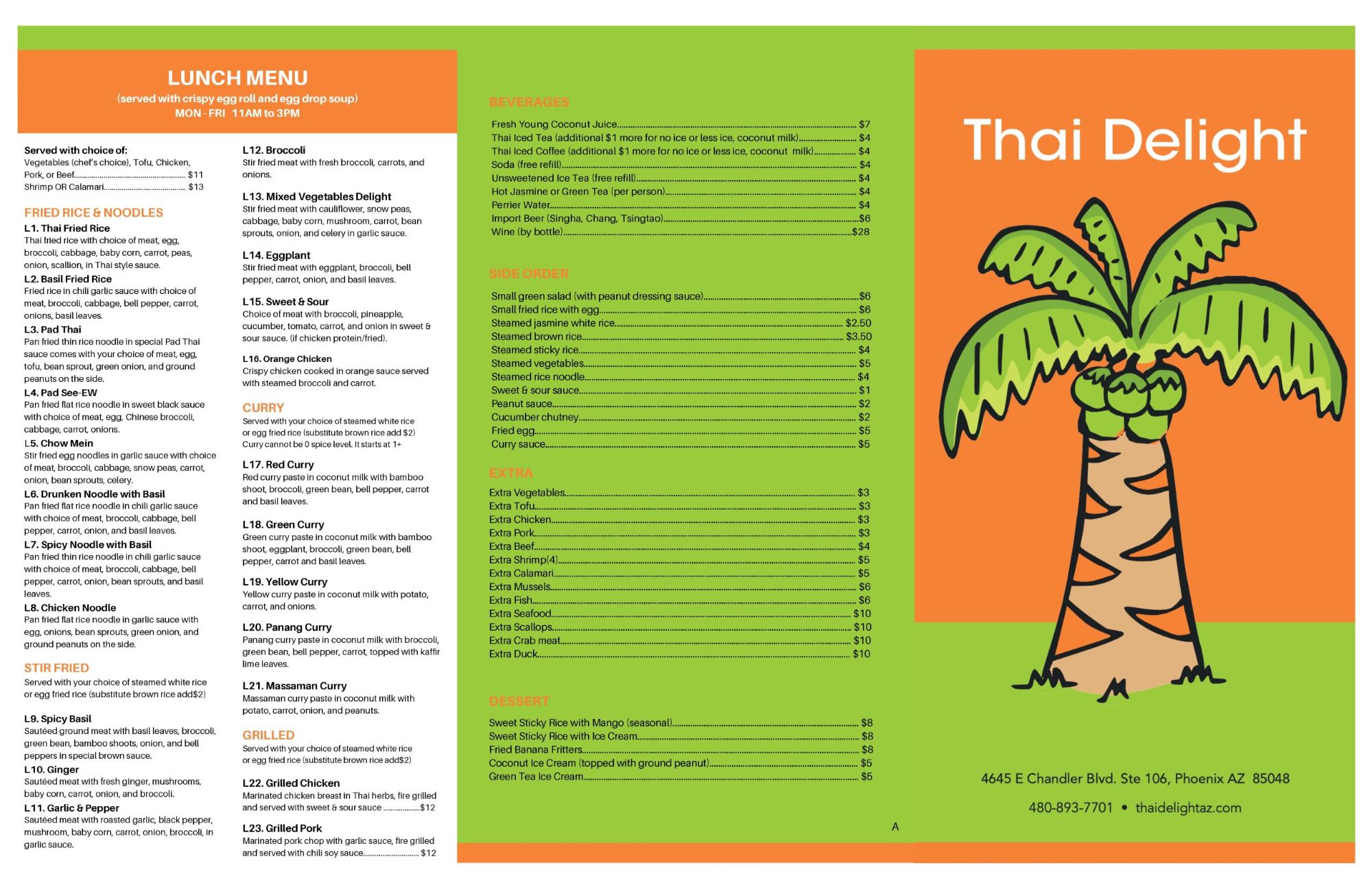 Menu | Thai Delight